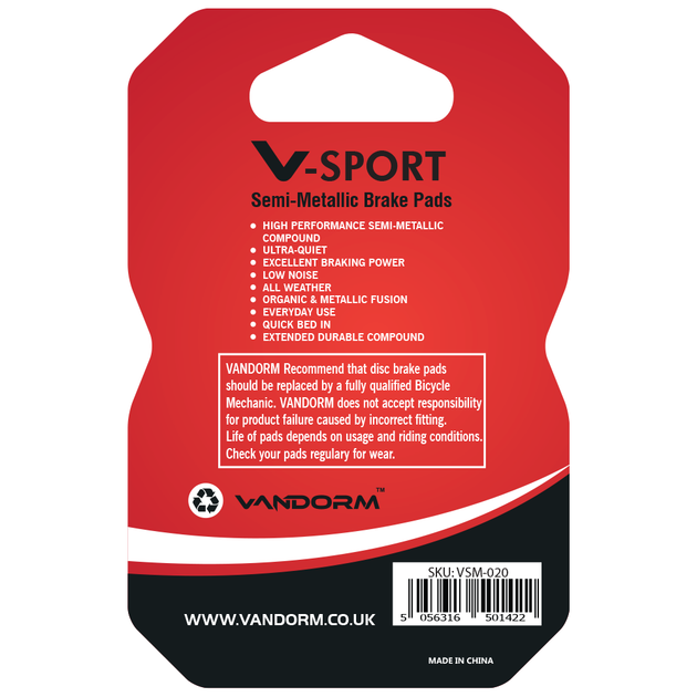 Hayes Stroker Ryde, Vandorm V-SPORT SEMI METALIC Disc Brake Pads – VANDORM